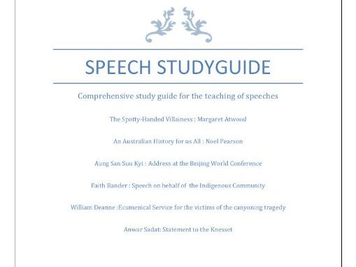 Speeches Study Guide Stage 6 | Teaching Resources