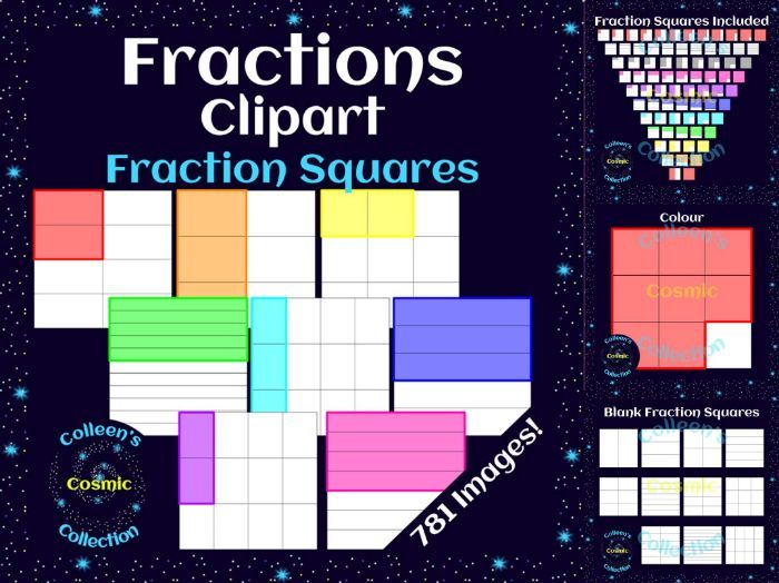 Square Fractions Clipart | Teaching Resources