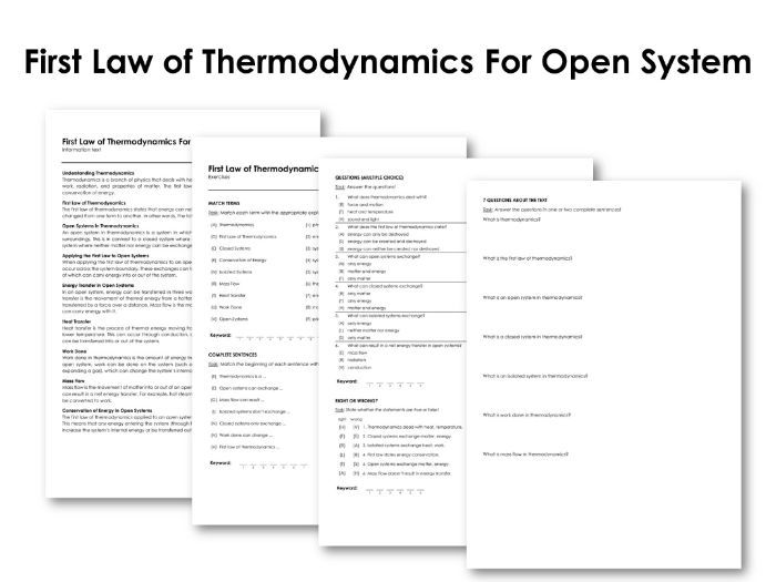 First Law of Thermodynamics For Open System | Teaching Resources