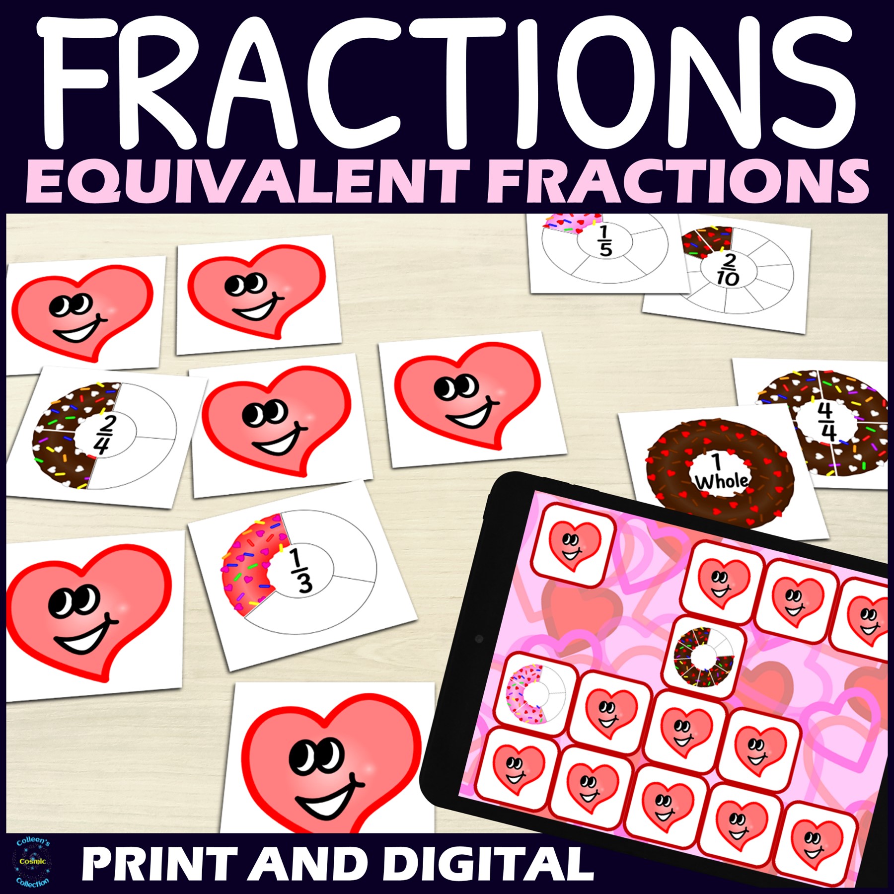 Valentines Day Equivalent Fractions Activity - Matching Game ...