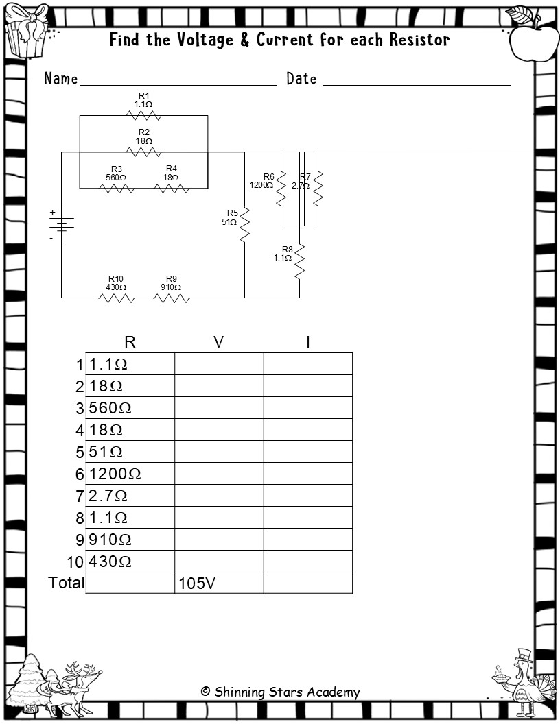 Ohm’s Law – 10 Resistors (Series / Parallel) (Find Voltage (V) and ...