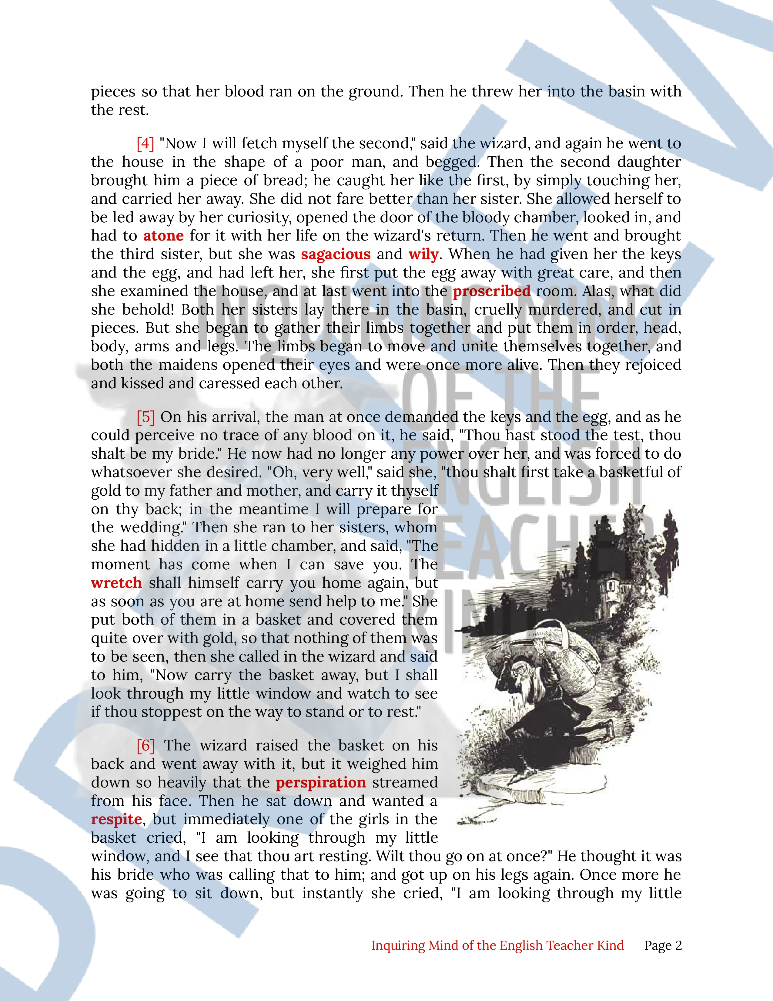 "Fitcher's Bird" Quiz and Answer Key | Brothers Grimm Fairy Tale ...