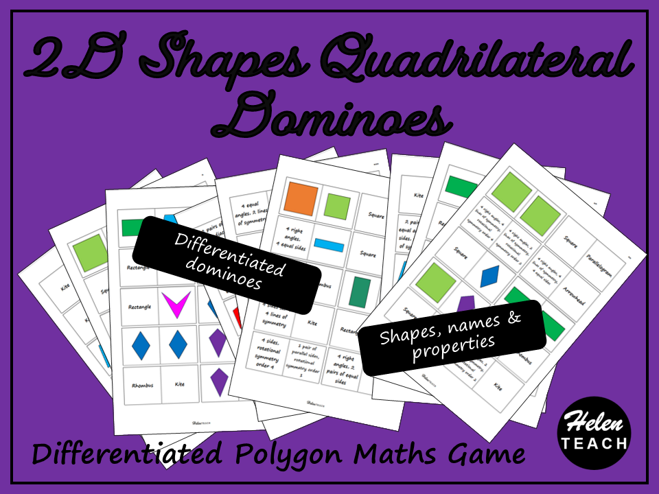 2D Shapes Quadrilateral Dominoes Game Differentiated | Teaching Resources