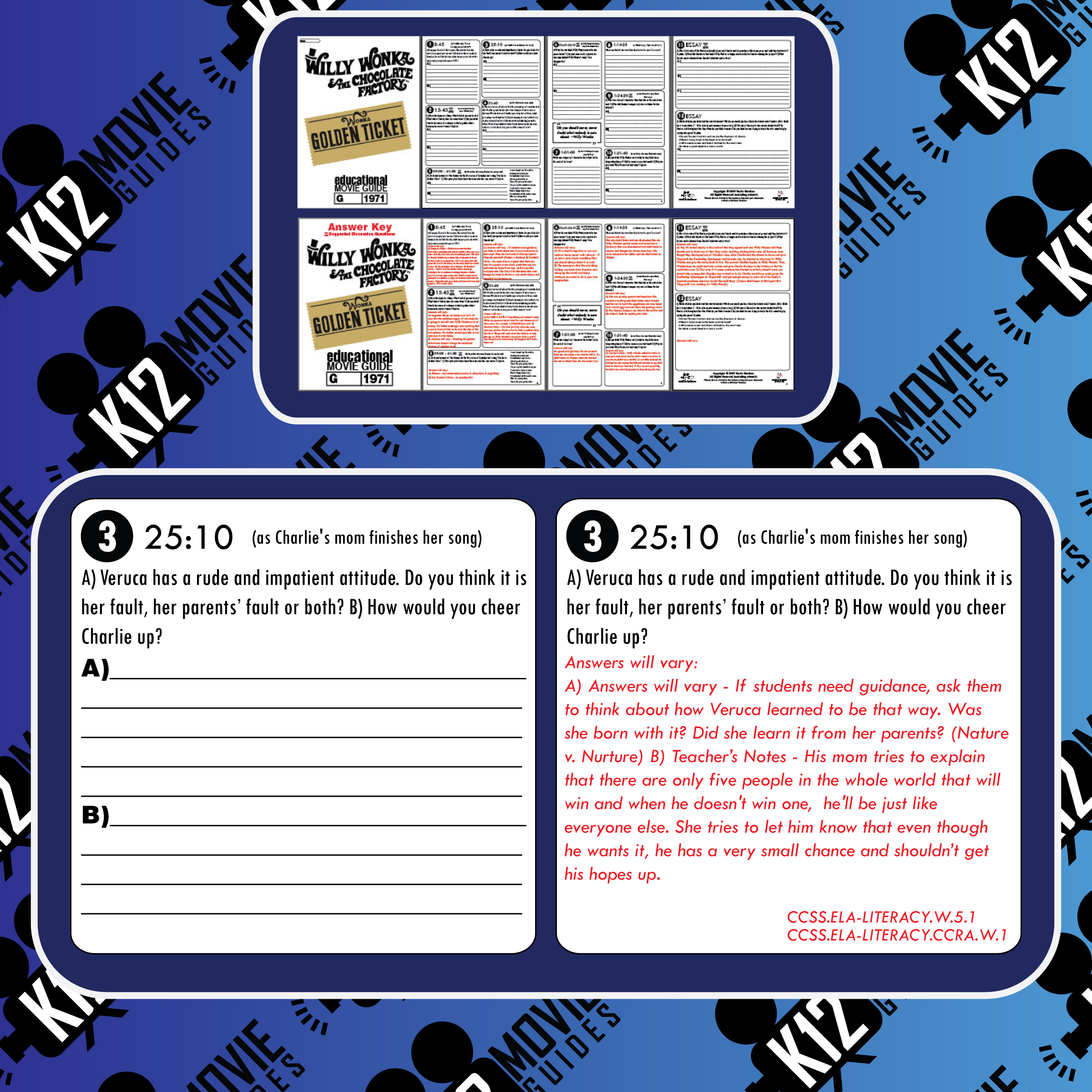 Willy Wonka & the Chocolate Factory Movie Guide | Questions | Worksheet ...