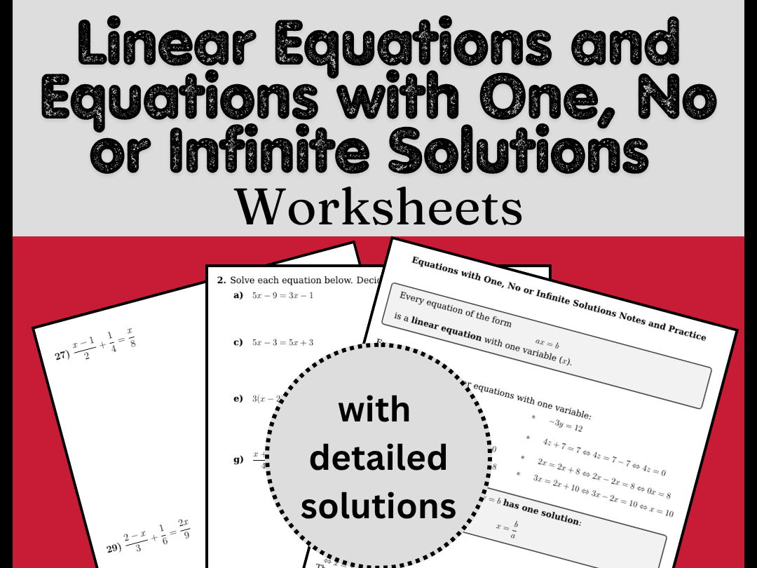 Linear Equations and Equations with One, No or Infinite Solutions ...
