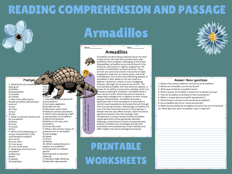 Discover Armadillos: Engaging Reading Passage with Interactive ...
