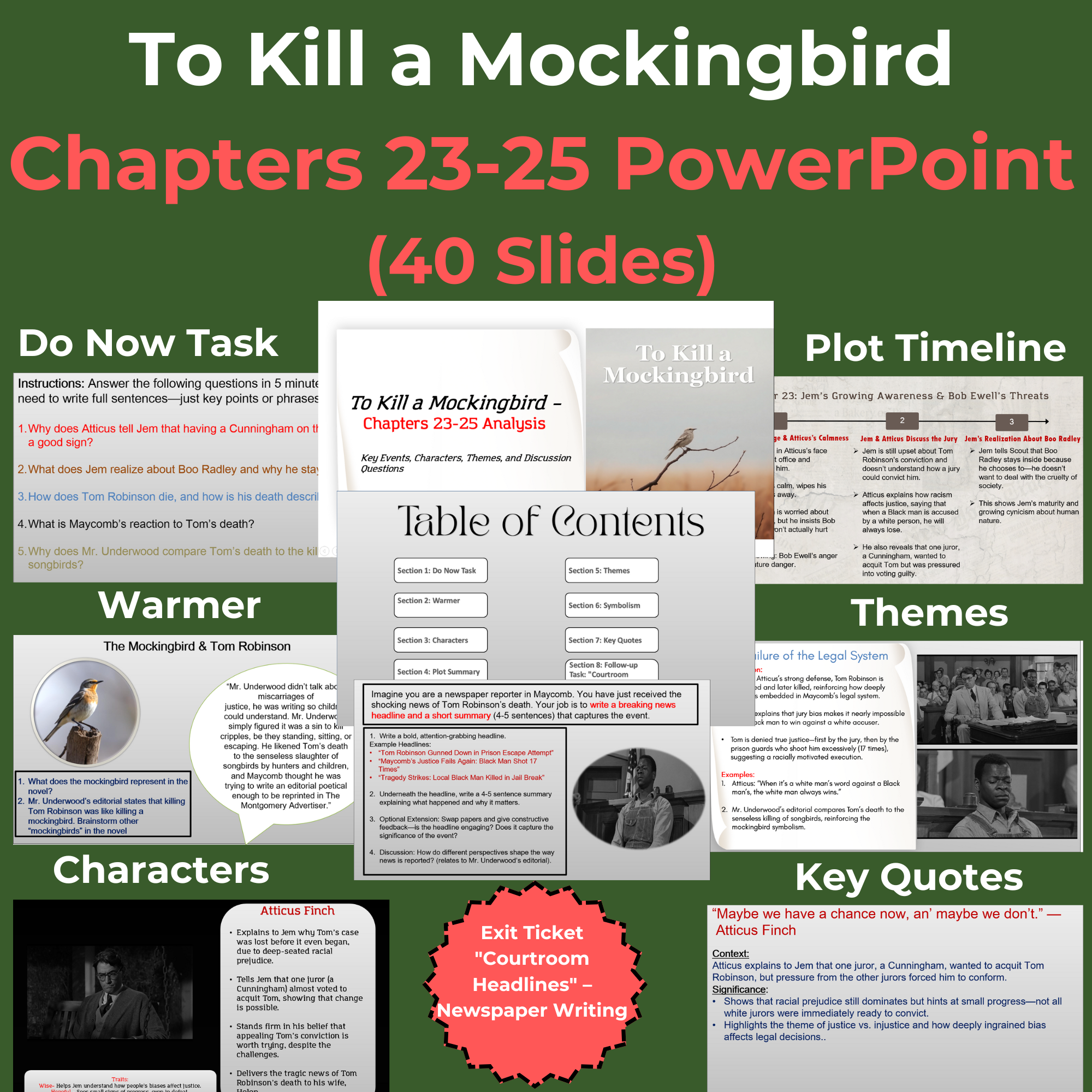 To Kill a Mockingbird Chapters 23-25 PowerPoint (PPT) Summary and ...
