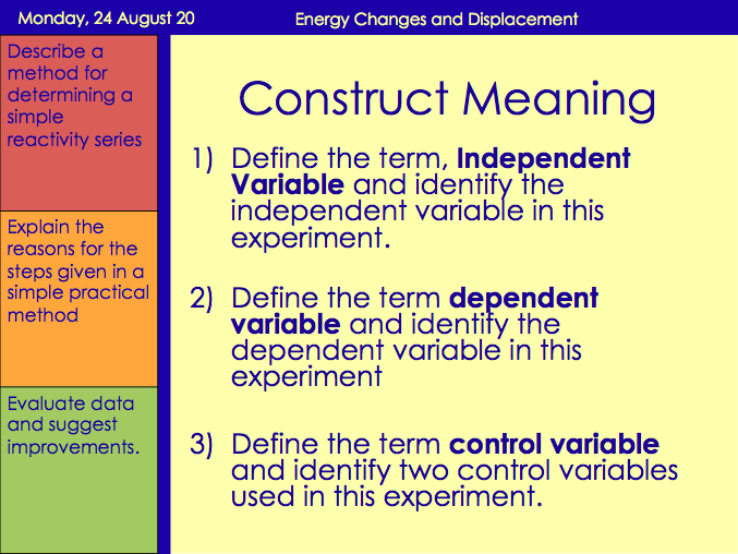 Displacement Energy Changes - Print Free Lesson | Teaching Resources