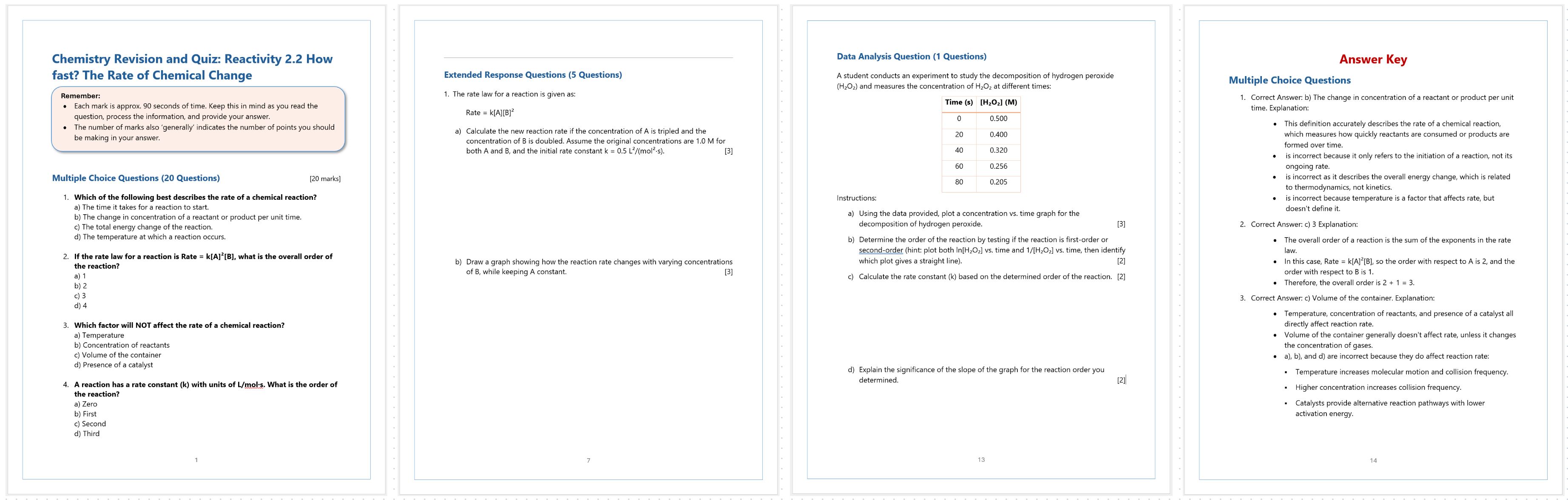 IB DP Chemistry R2.2: How Fast (Rates) Revision Practice 2026 ...