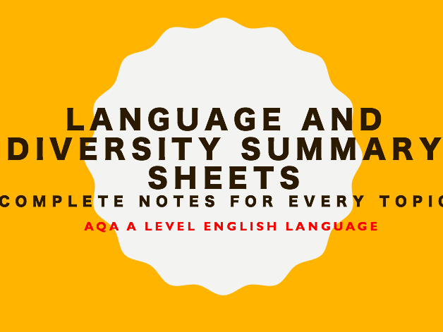 Language and Diversity Paper 2 Summary Sheets | Teaching Resources