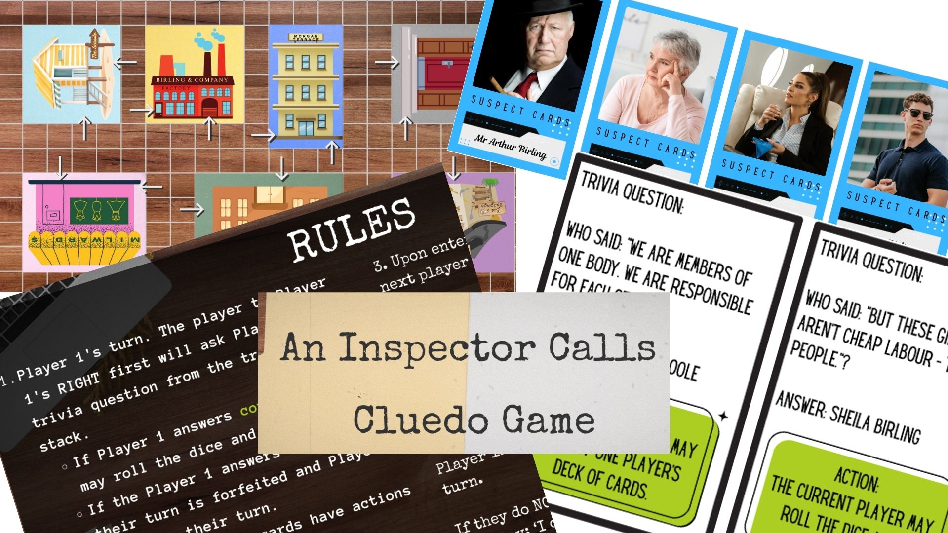 English Literature An Inspector Calls Cluedo Revision Game | Teaching ...