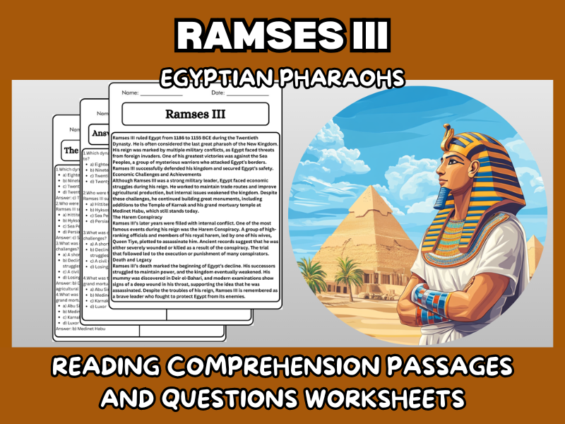 Ramses III - Egyptian Pharaohs Reading Comprehension Passages and ...