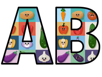 Healthy Veggies Cooking Food Lettering Set Display Title Letters ...