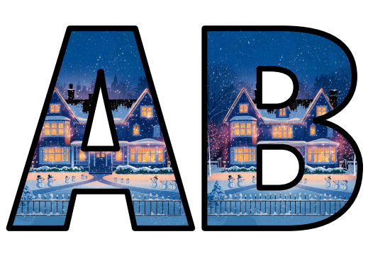 Home Alone Snowy lit house Lettering Set Display Title Letters Numbers ...
