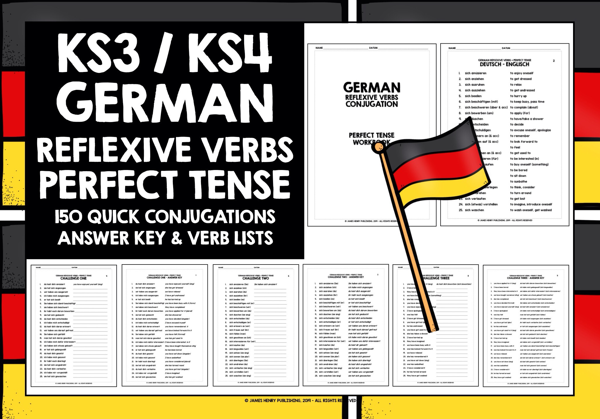 GERMAN REFLEXIVE VERBS PERFECT TENSE Teaching Resources
