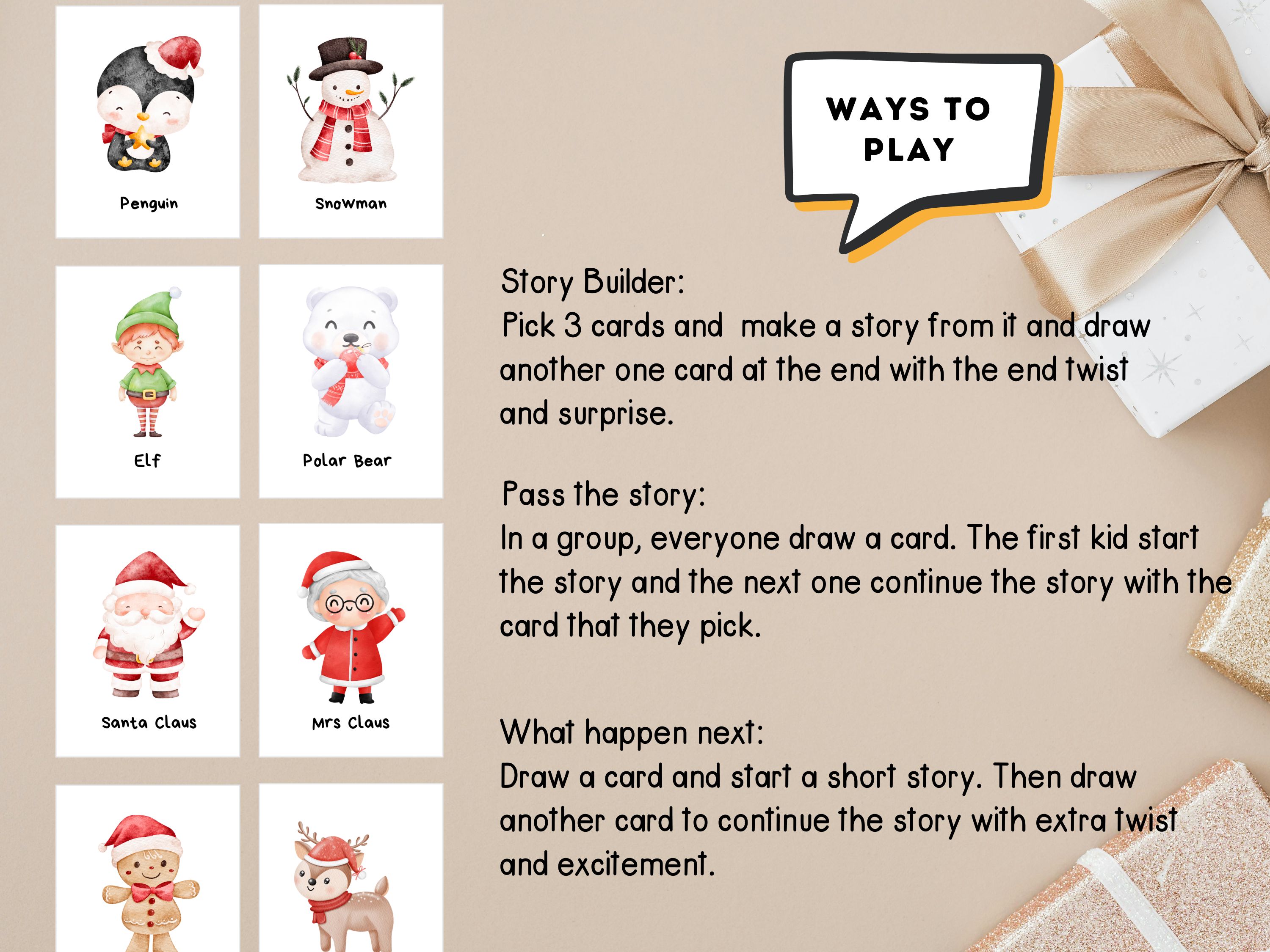 Christmas Story Telling card for Kids | Teaching Resources
