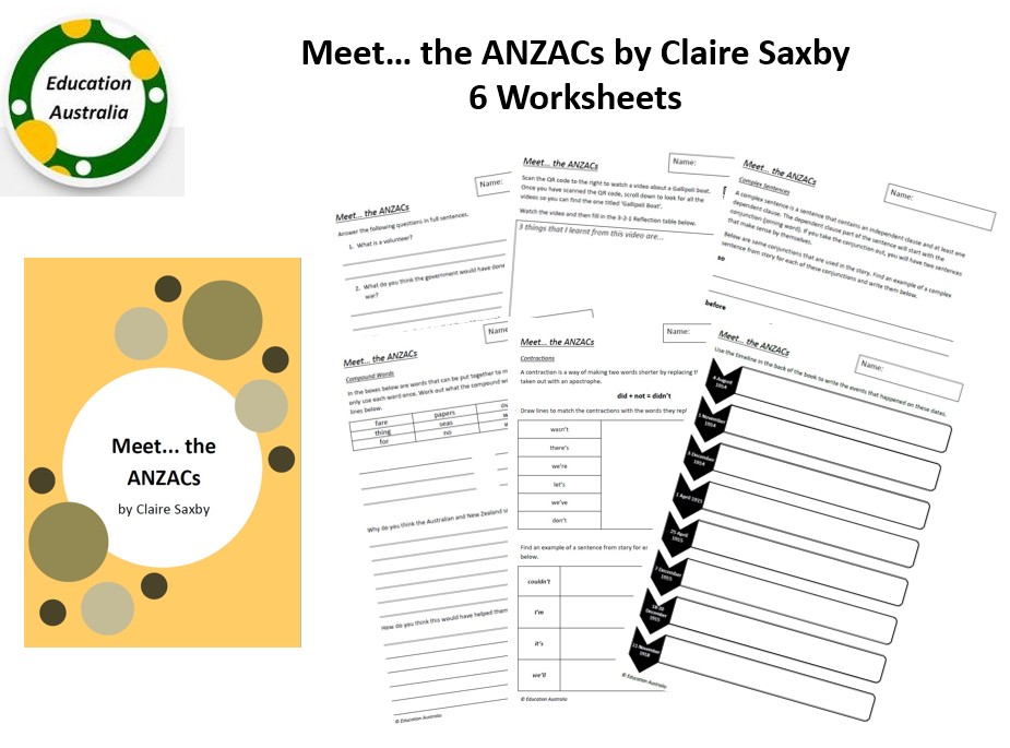 Meet... the ANZACs by Claire Saxby - 6 Worksheets - ANZAC Day ...