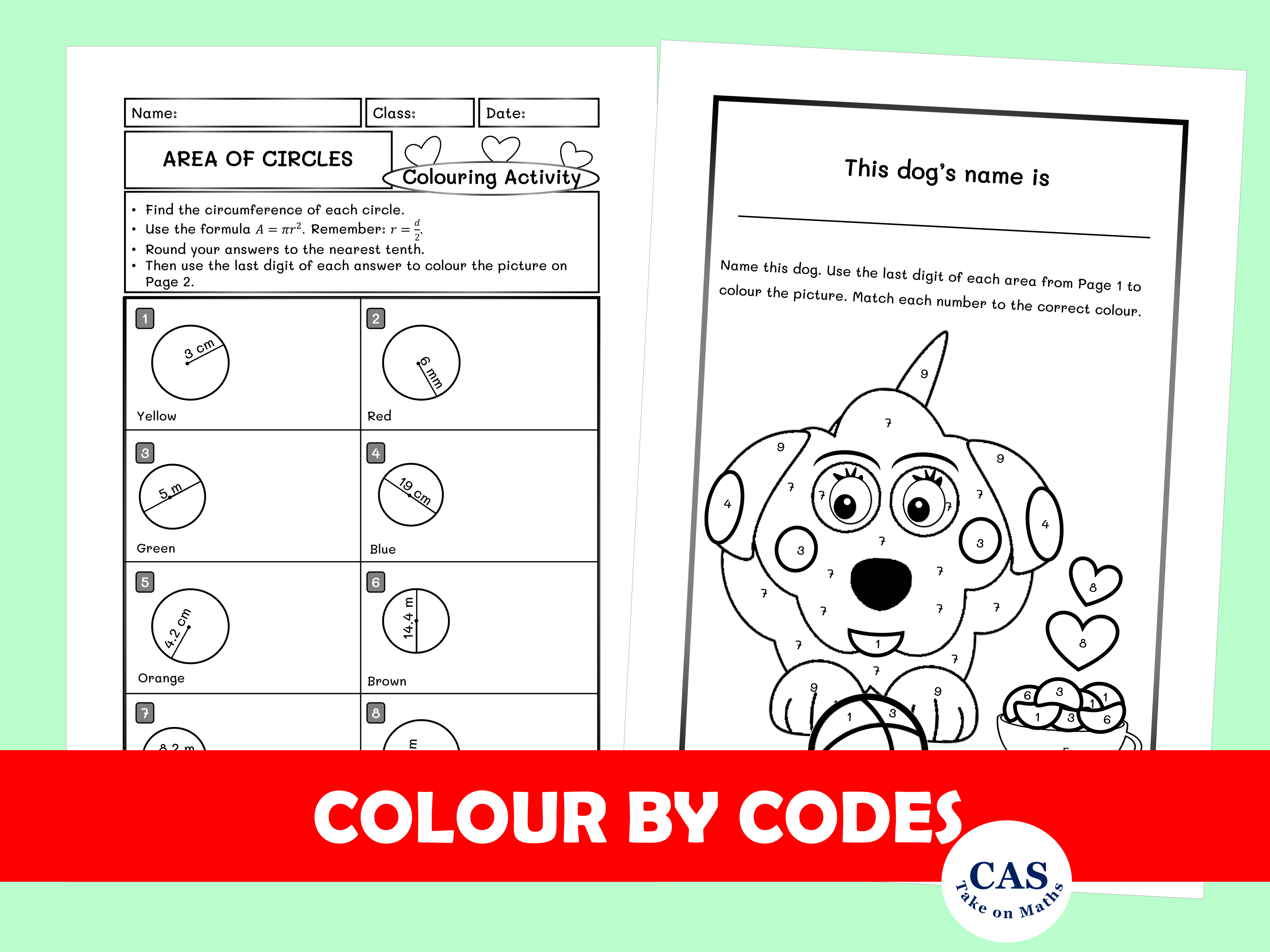 KS3 Area of Circles Colouring Activity | Years 6-8 Geometry | Fun Maths ...