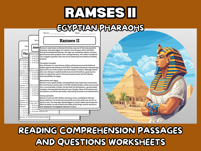 Ramses II - Egyptian Pharaohs Reading Comprehension Passages and ...
