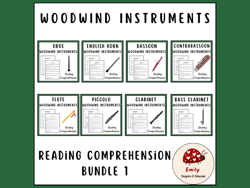 Woodwind Instruments Reading Comprehension Passages & Questions ...