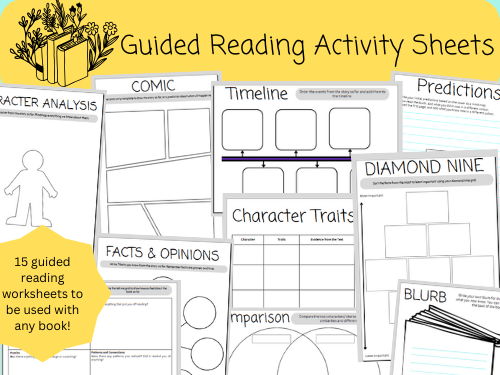 Universal Guided Reading Activity Pack: 15 Versatile Worksheets for Any Book | Teaching Resources