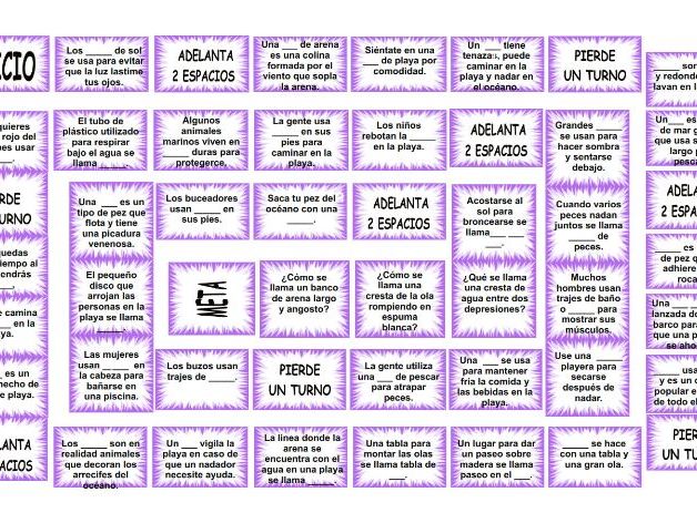 Beach Things and Activities Spanish 4 Worksheet-2 Game-1 Exam Bundle ...