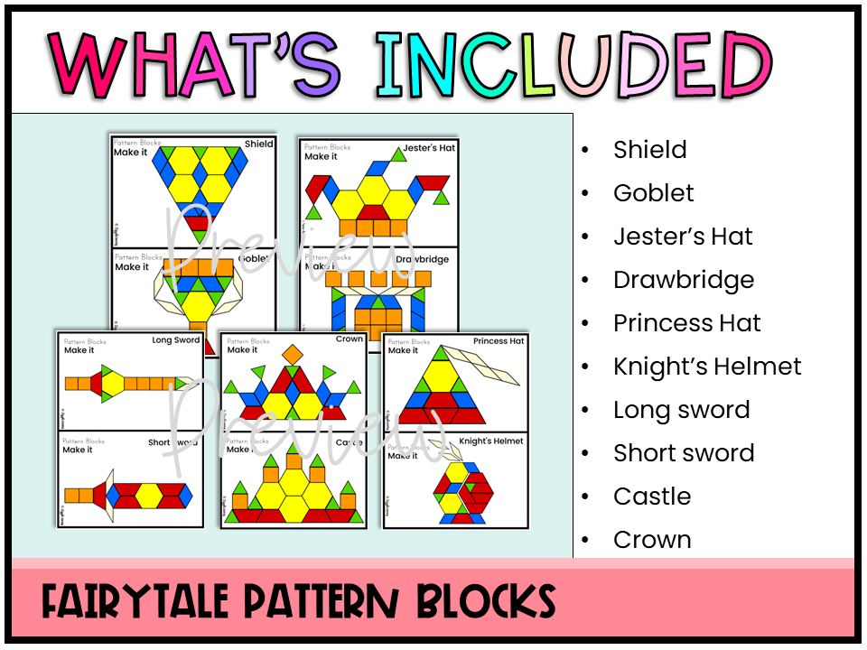 Math Fairytale Pattern Block Mats, Task Cards and Design Activities 2D ...