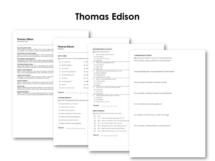 Thomas Edison (Infotext and Exercises) | Teaching Resources