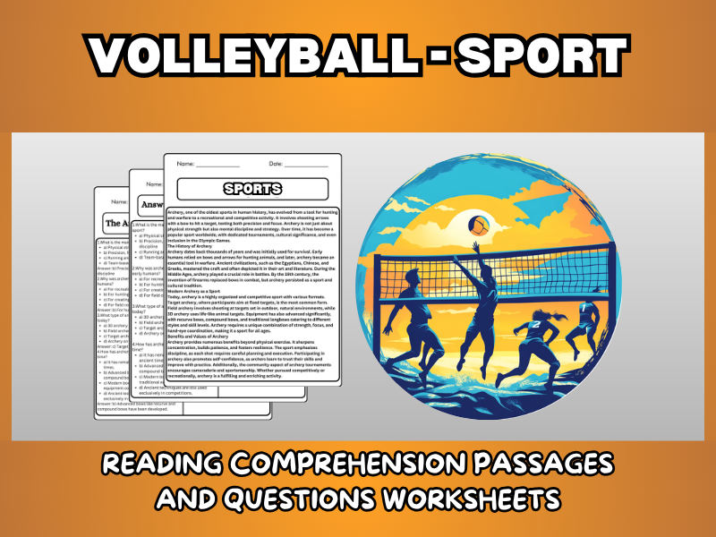 Volleyball - Sport Reading Comprehension Passages and Questions ...