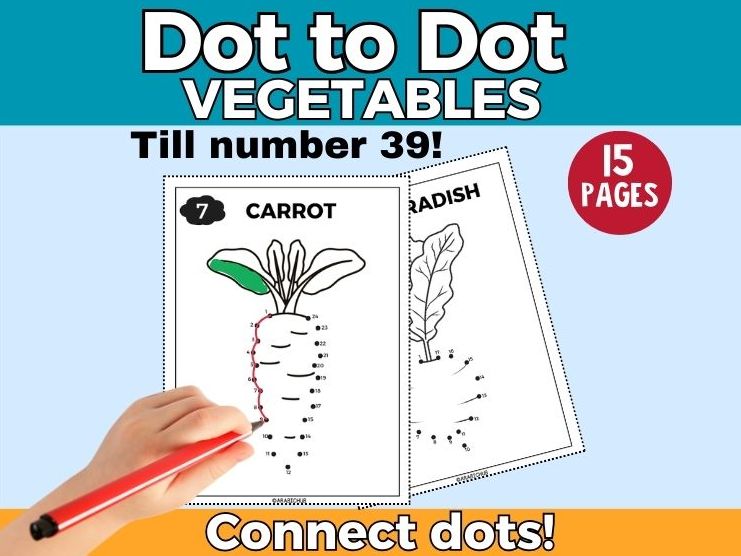Vegetables Dot to Dot - Connect the Dots Printable Coloring Pages for ...