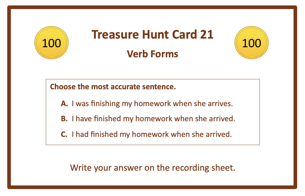 Year 6 SATs SPaG Verb Forms Revision Treasure Hunt | Teaching Resources