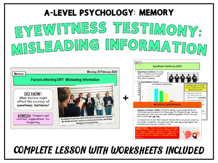 A-Level Psychology - MISLEADING QUESTION: FACTORS AFFECTING EYEWITNESS ...