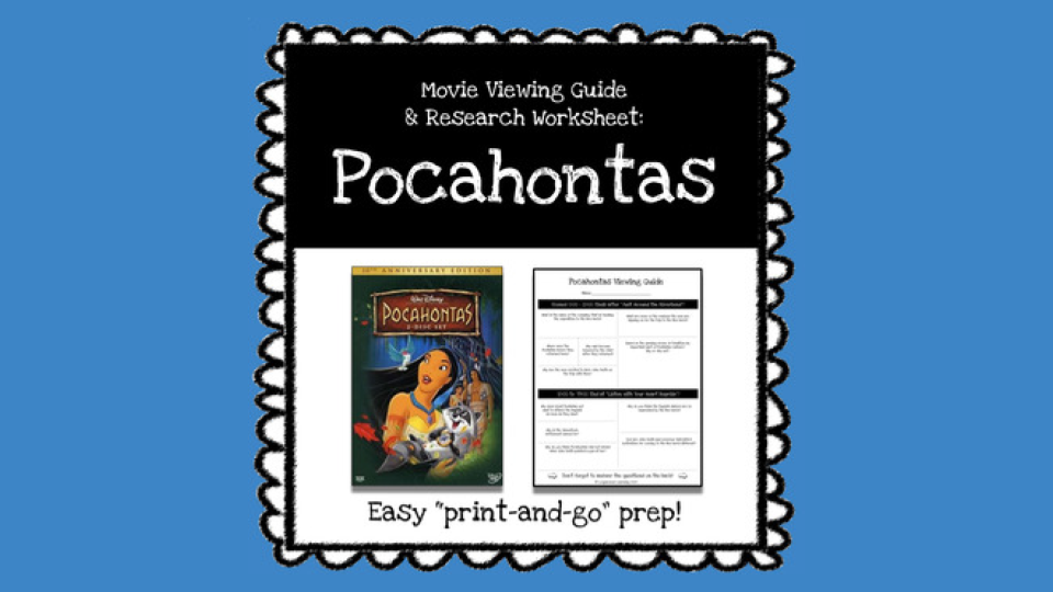 Pocahontas Movie Viewing Guide & Research Worksheet *Print & Go Prep ...
