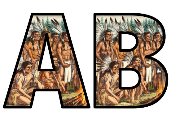 Geography History Native American Tribes Lettering Set Display Title ...