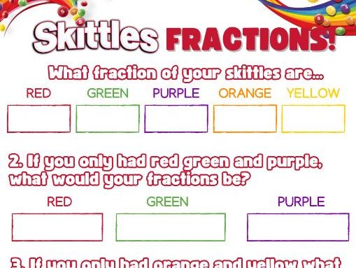 Skittles Fractions Worksheet - KS2 Maths | Teaching Resources