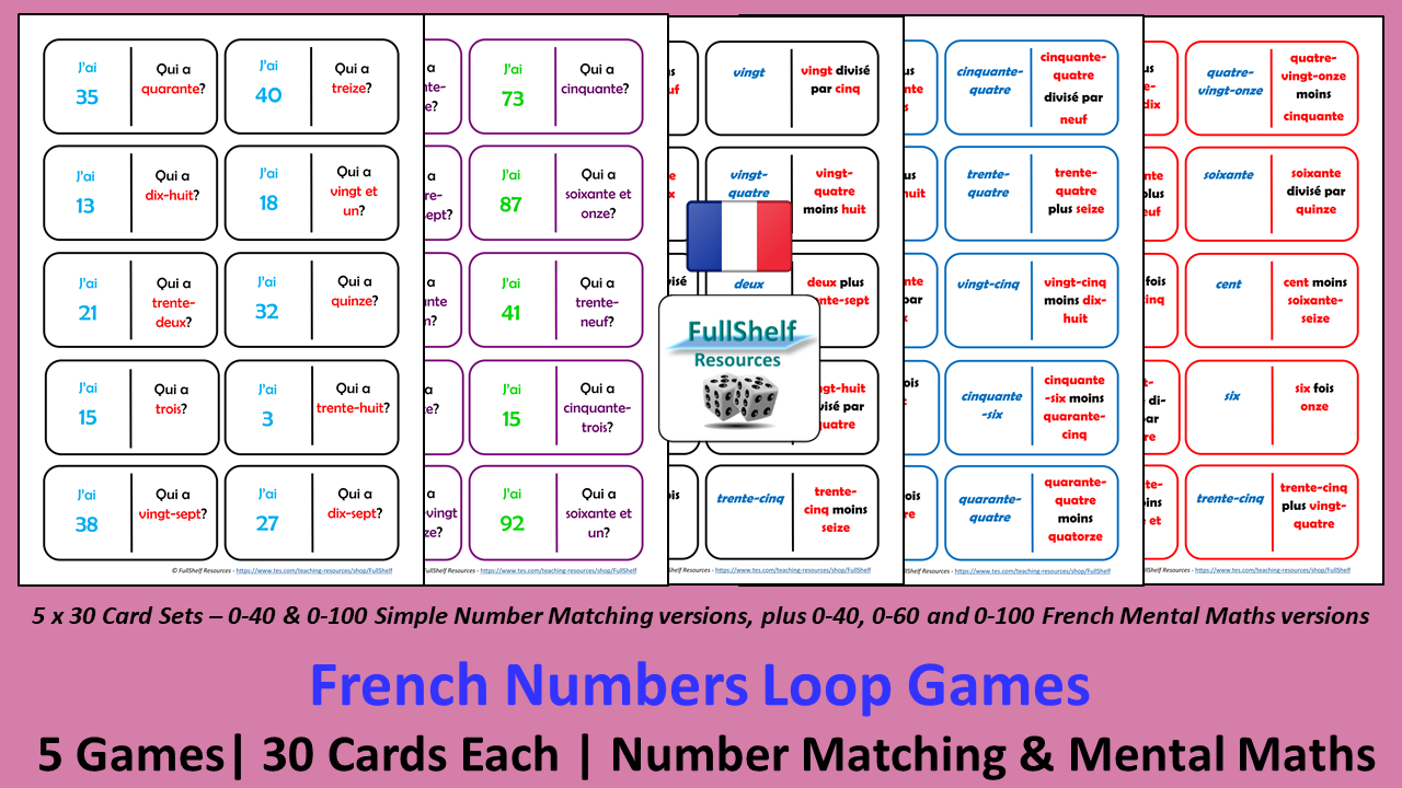 French Numbers To 100 Games Teaching Resources