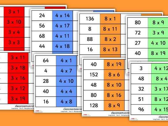 Year 3 Loop Card Game For 3 4 And 8 Multiplication Facts Teaching Year 3 Loop Card Game For 3 4 And 8 Multiplication Facts Teaching