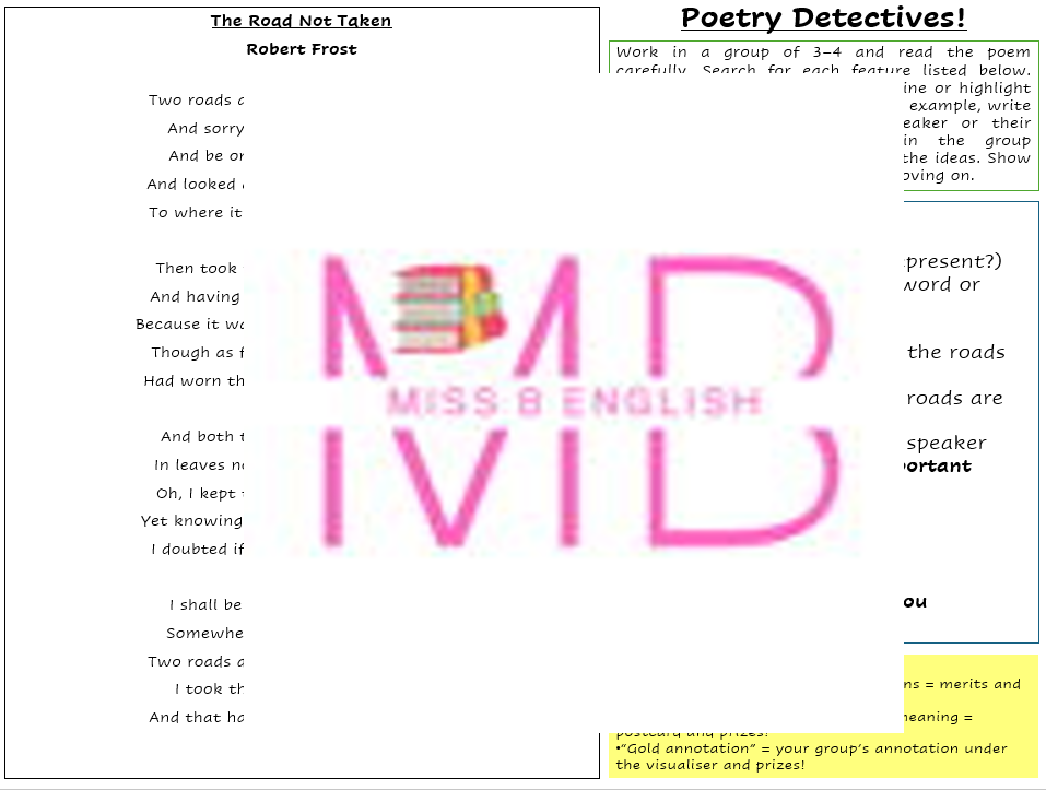 KS3 The Road Not Taken by Robert Frost - Complete Lesson & Worksheets ...
