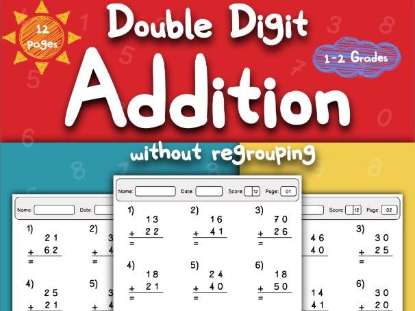 Double-Digit Addition Worksheets - 2-Digit Addition without Regrouping ...