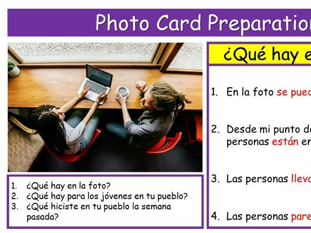 GCSE Spanish Higher Photo Card Prep | Teaching Resources