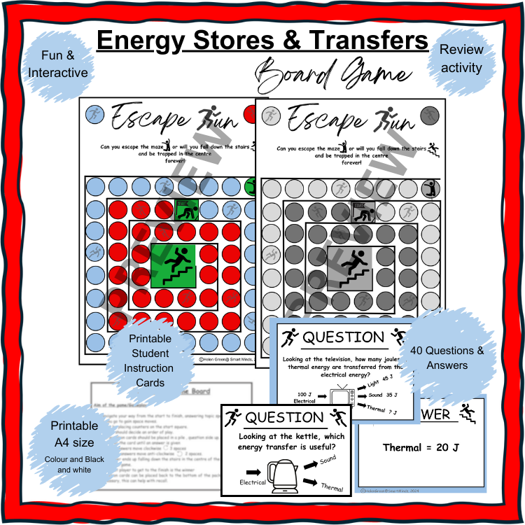 ENERGY STORES & ENERGY TRANSFERS REVIEW ACTIVITY BOARD GAME *PRINTABLE ...
