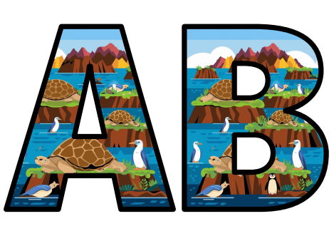 Galapagos Islands Turtles Nature Lettering Set Instant Display Title ...