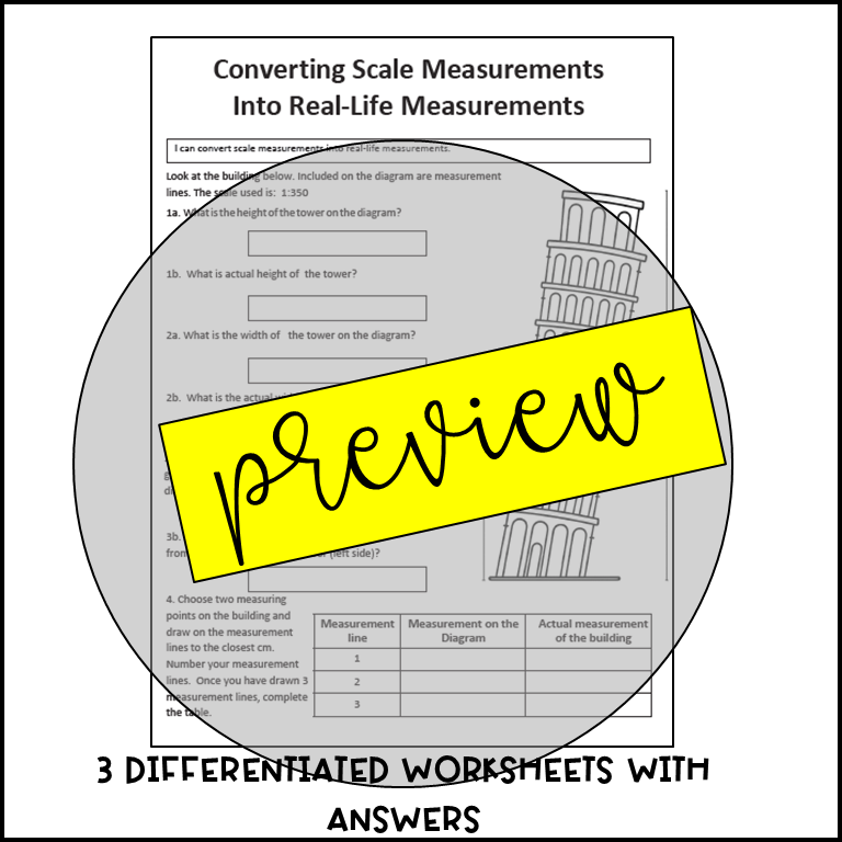 Leaning Tower of Pisa Scale Drawing Maths Worksheets | KS2/KS3 ...