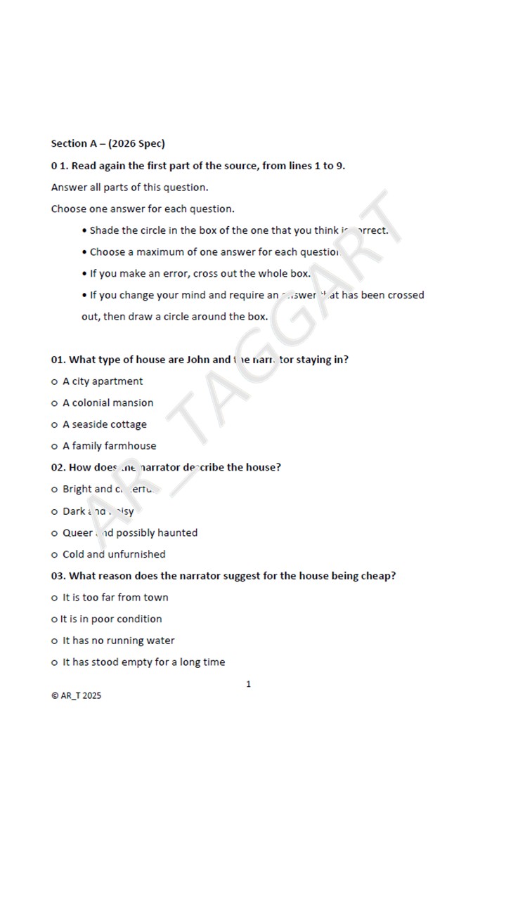 NEW- AQA (2026) GCSE English Language Paper 1 | + Q5 Writing Support ...