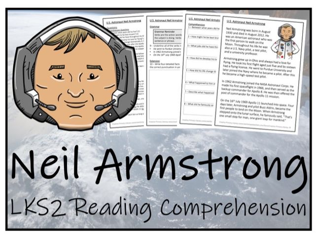 LKS2 Neil Armstrong Reading Comprehension & Biography Bundle | Teaching ...