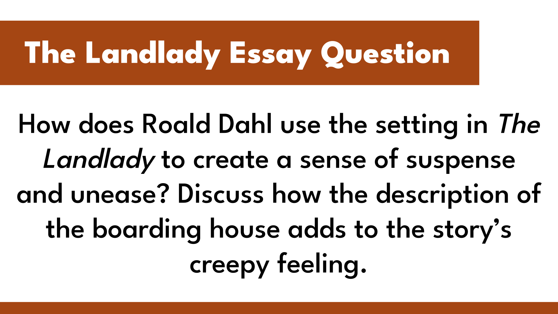 The Landlady by Roald Dahl Essay Questions | Teaching Resources