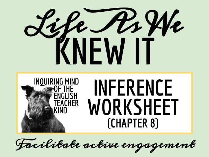 Life As We Knew It Chapter 8 Close Reading Inference Worksheet and Answer Key | Teaching Resources