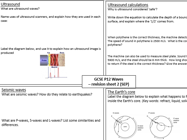 GCSE 9-1 Physics WAVES revision mats (with answers) | Teaching Resources
