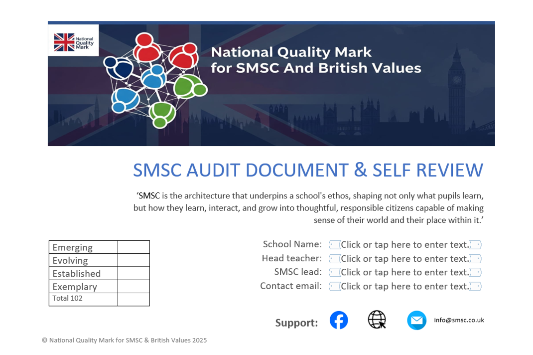 SMSC & British Values School Audit Tool 2025 | Teaching Resources