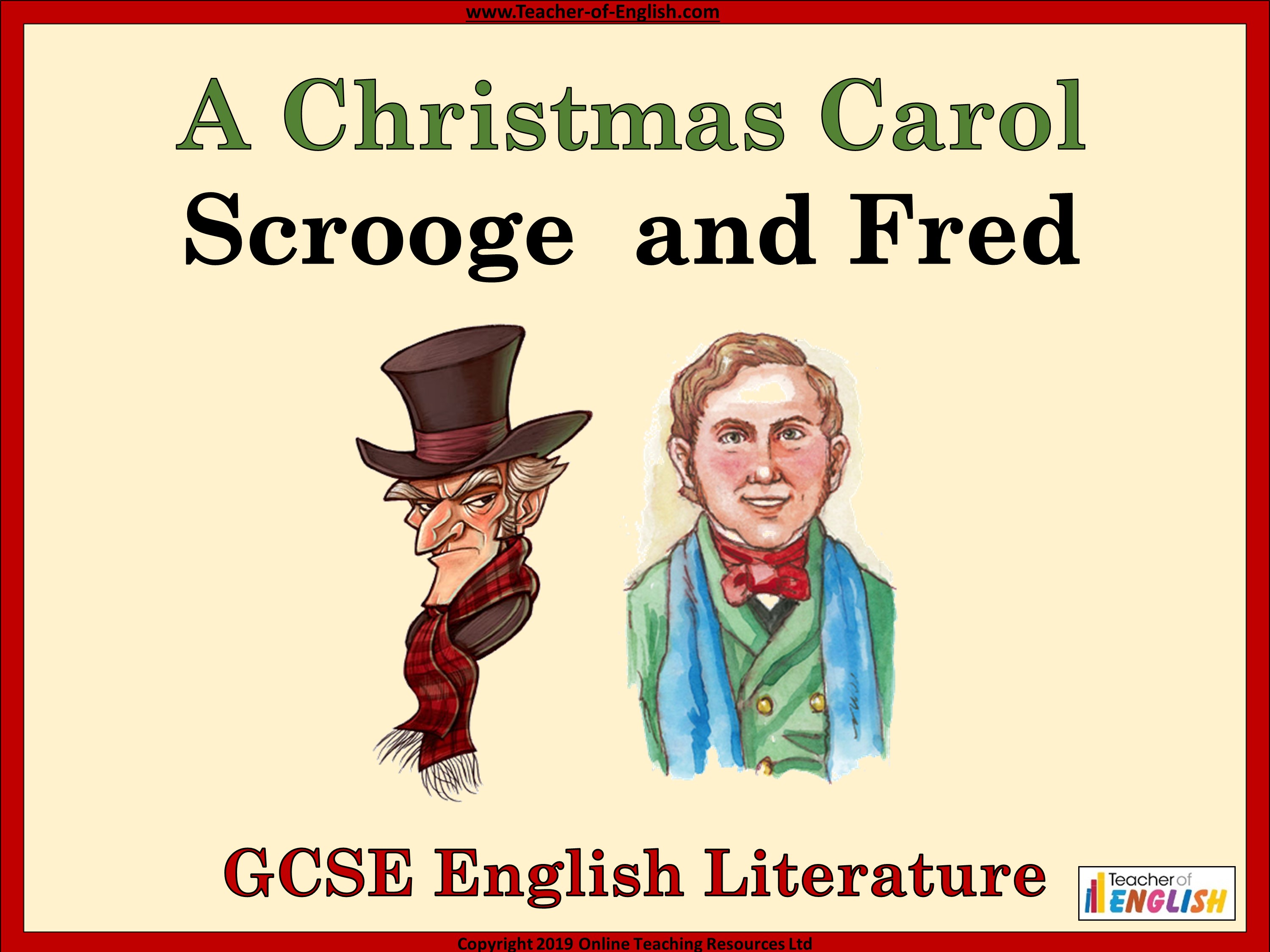 A Christmas Carol GCSE Scrooge Vs Fred Teaching Resources
